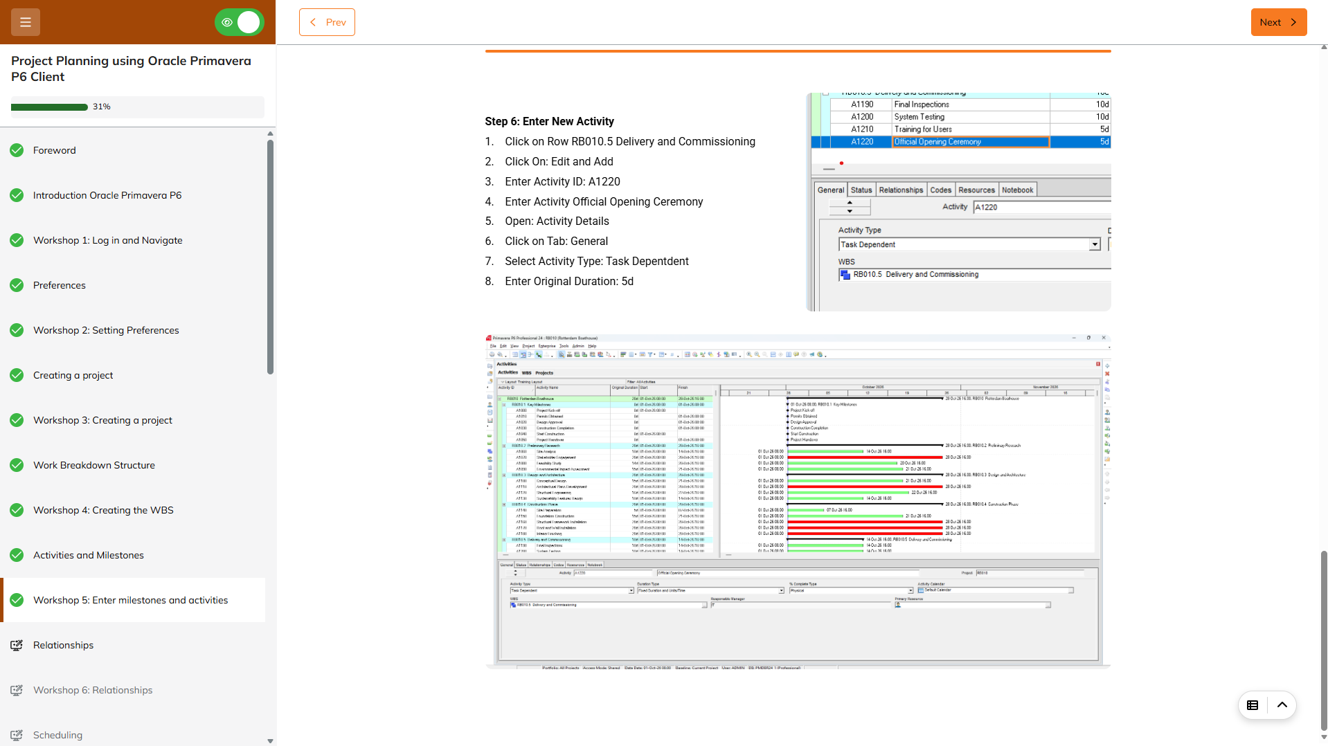OP6 100 – Project Planning using Oracle Primavera P6 Client - Aram Academy